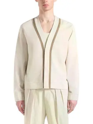 Manière De Voir Contrast-placket Cardigan - Neutrals