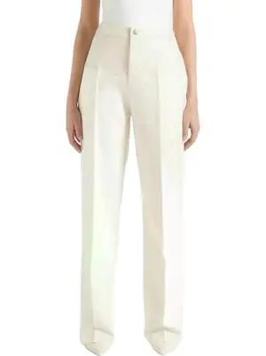Manière De Voir Faux Leather-panel Tailored Trousers - White