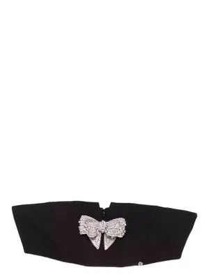 NISSA Bow-embellished Bustier Top - Black