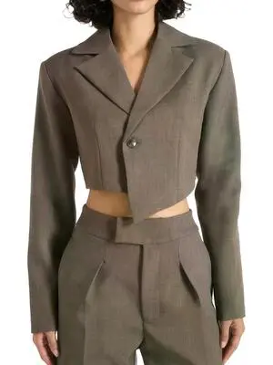 Manière De Voir Asymmetric Tailored Cropped Blazer - Brown