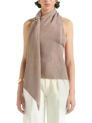 Manière De Voir Elodie Knitted Halterneck Top - Brown