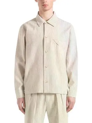 Manière De Voir Leo Pinstripe Overshirt - Neutrals