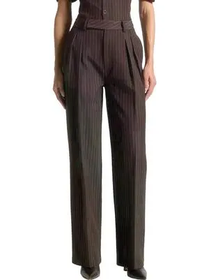 Manière De Voir Pinstripe Twin-pleat Tailored Trousers - Brown