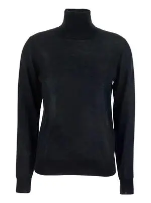 P.a.r.o.s.h High-neck Wool-silk Top - Black