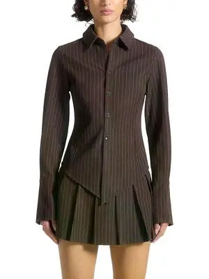 Manière De Voir Sonia Angled Pinstripe Shirt - Brown