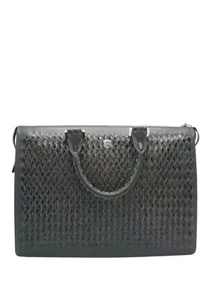 LARDINI Woven Leather Business Bag - Black