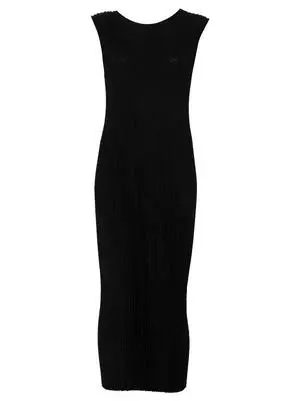 Issey Miyake Ribbed Sleeveless Midi Dress - Black