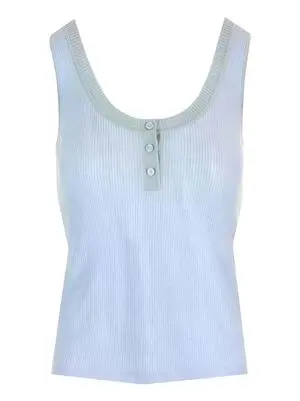 Chloé Ribbed Button-fastening Top - Blue