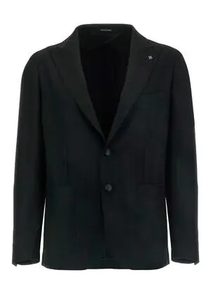Tagliatore Textured Peak-lapel Blazer - Black