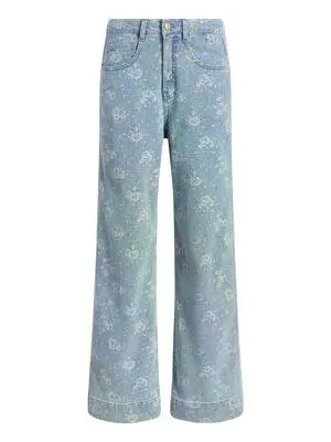 Cinq À Sept Floral-print Jeans - Blue