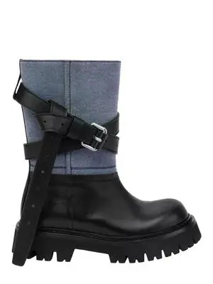 Moschino Buckle-strap Biker Boots - Black