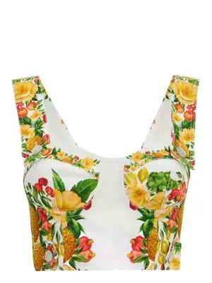 Farm Rio Floral-print Crop Top - White