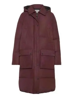 Brunello Cucinelli Hooded Quilted Coat - Red