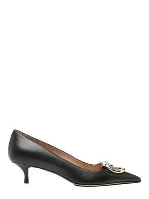 FERRAGAMO 40mm Maxi Gancini Leather Pumps - Black