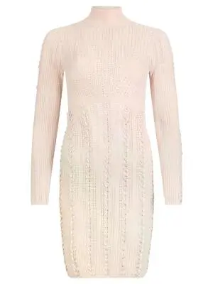 Liu Jo Braided-detail Turtleneck Mini Dress - Pink