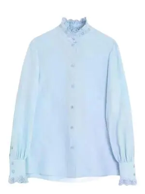 Valentino Garavani Embroidered Linen Shirt - Blue