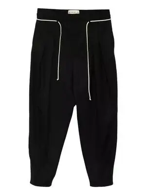 MORDECAI Pleated Drawstring Trousers - Black