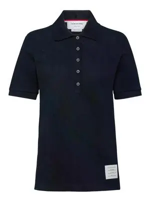 Thom Browne Four-bar Striped Polo Top - Black