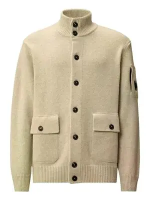 C.P. COMPANY High-neck Buttoned Cardigan - Neutrals