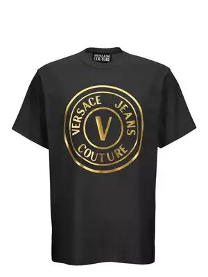 Versace Logo Circular-emblem T-shirt - Black