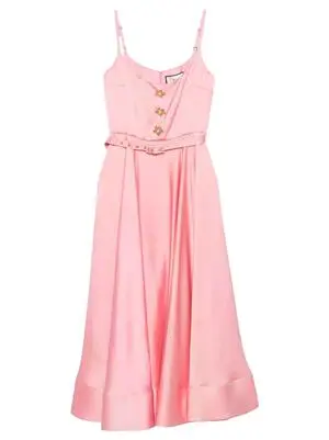 NISSA Belted Midi Dress - Pink