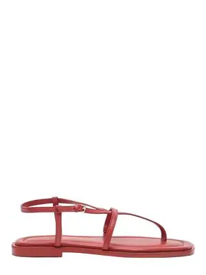 A.emery Leather Flat Sandals - Red