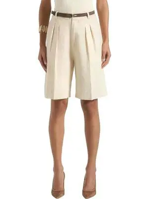 Manière De Voir Lorette Double-pleat Shorts - Neutrals