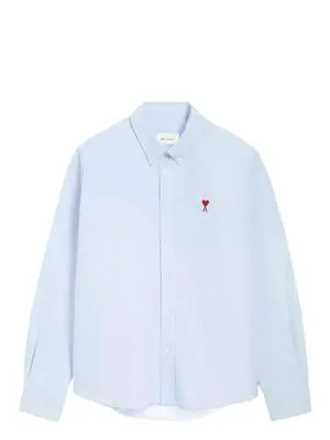AMI AMI Paris Classic Fit Button-Down Shirt With Ami De Coeur Embroidery