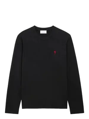 AMI Paris Heart-embroidered Long-sleeve T-shirt - Black