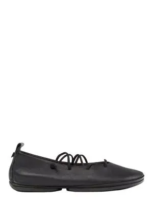 Camper Leather Lace-up Ballerinas - Black