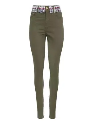 LETHICIA BRONSTEIN Tweed-Waistband Skinny Pants