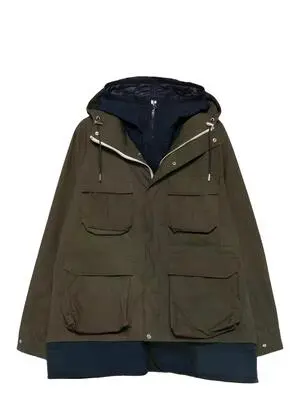 Sacai Hooded Multi-pocket Coat - Green