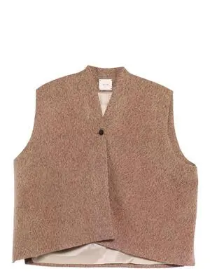 ALYSI Textured Button Vest - Brown
