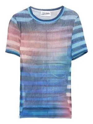 Jean Paul Gaultier Striped Mesh Top - Blue