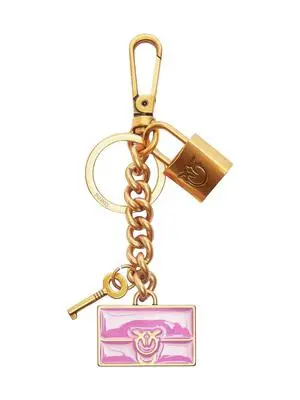 Pinko Padlock Enamel Keyring - Pink