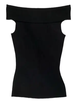 Givenchy Off-shoulder Ribbed Top - Black