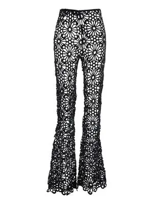Norma Kamali Flower Crochet Trousers - Black