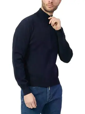 GRAN SASSO High-neck Zip-up Cardigan - Blue