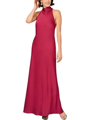 Aidan Mattox Crepe Back Satin Long Dress - Meritage