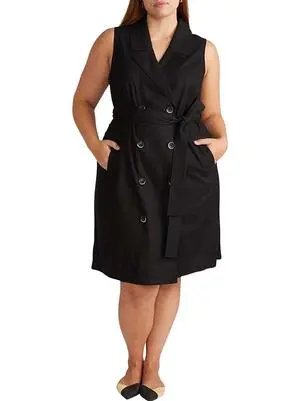 Universal Standard Hudson Linen Trench Shirt Dress - Black