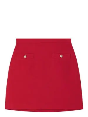 Valentino Garavani Button-embellished Wool And Silk-blend Mini Skirt - Red