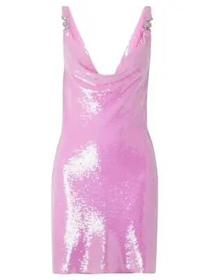 Versace Embellished Draped Sequined Silk-chiffon Mini Dress - Pink