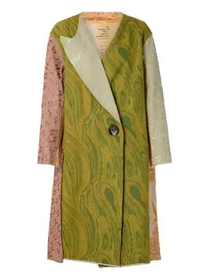 Thank You Have A Good Day Patchwork Cotton-jacquard Coat - Multi