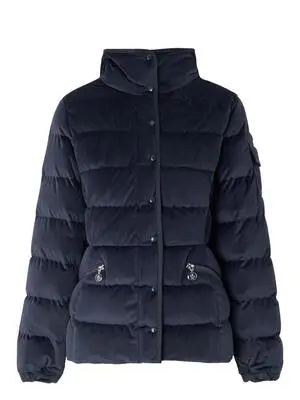 Moncler Barante Quilted Velour Hooded Down Jacket - Blue