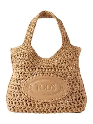 TOD'S Ebl Mini Embossed Raffia Tote - Brown