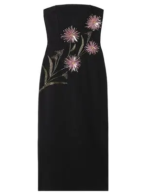 Staud Strapless Embellished Crepe Midi Dress - Black