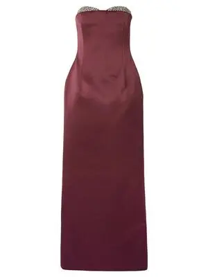 ILKYAZ OZEL The New Arrivals Noélie Strapless Crystal-embellished Satin Maxi Dress - Red