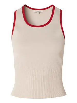 JW Anderson Two-tone Cotton-blend Jersey Tank - Neutrals