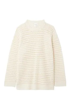 LESET LESET "Lucy" Hand-Crocheted Cotton Sweater Cream