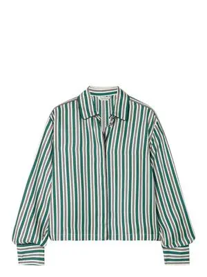 Max Mara Brama Striped Silk-twill Shirt - Green